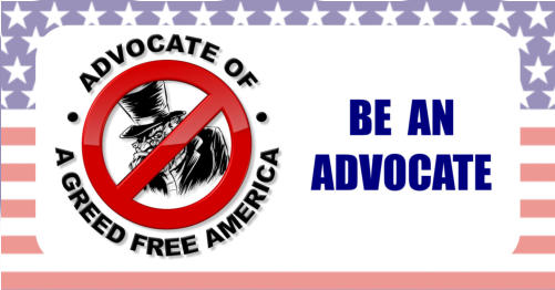 GREED FREE AMERICA - ADVOCATING AN AMERICA FREE OF GREED